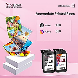 YingColor Remanufactured 245XL 246XL Combo Pack Replacement for Canon Pg-245Xl Cl-246Xl PG-243 CL-244 Ink Work for PIXMA TR4520 MG2522 MX492 MX490 TS3120 MG2920 MG2922 MG2420 IP2820 Printer (2 Pack)