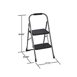 Cosco 11308Pbl1e 2-Step Big Step Folding Stool, 200Lb, 22-Inch Spread, Black/Gray