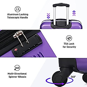 Merax Luggage Sets of 2 Piece Carry on Suitcase Airline Approved,20/28 IN Hard Case Expandable Spinner Wheels (Purple)