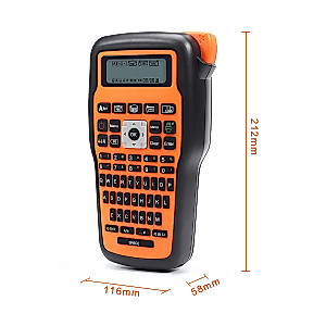 MarkDomain Label Maker Machine E1000Portable Handheld Cable Labeler Machine with AC Adapter, QWERTY Keyboard, One-Touch Keys, Easy to use for Home Office & Industrial Labeling Jobs, Orange