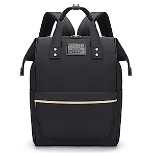 Tzowla Laptop Backpack for Women, Carry on Backpack, Durable Water Resistant, Light Weight, Reinforced Edges and Steel Frame, Metal Zippers, Travel, School, Black, 13.3 Inch