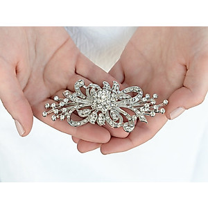 Mariell Antique Crystal Bridal Brooch Pin for Weddings, Bridesmaid, Mother of The Bride Jewelry Accessory