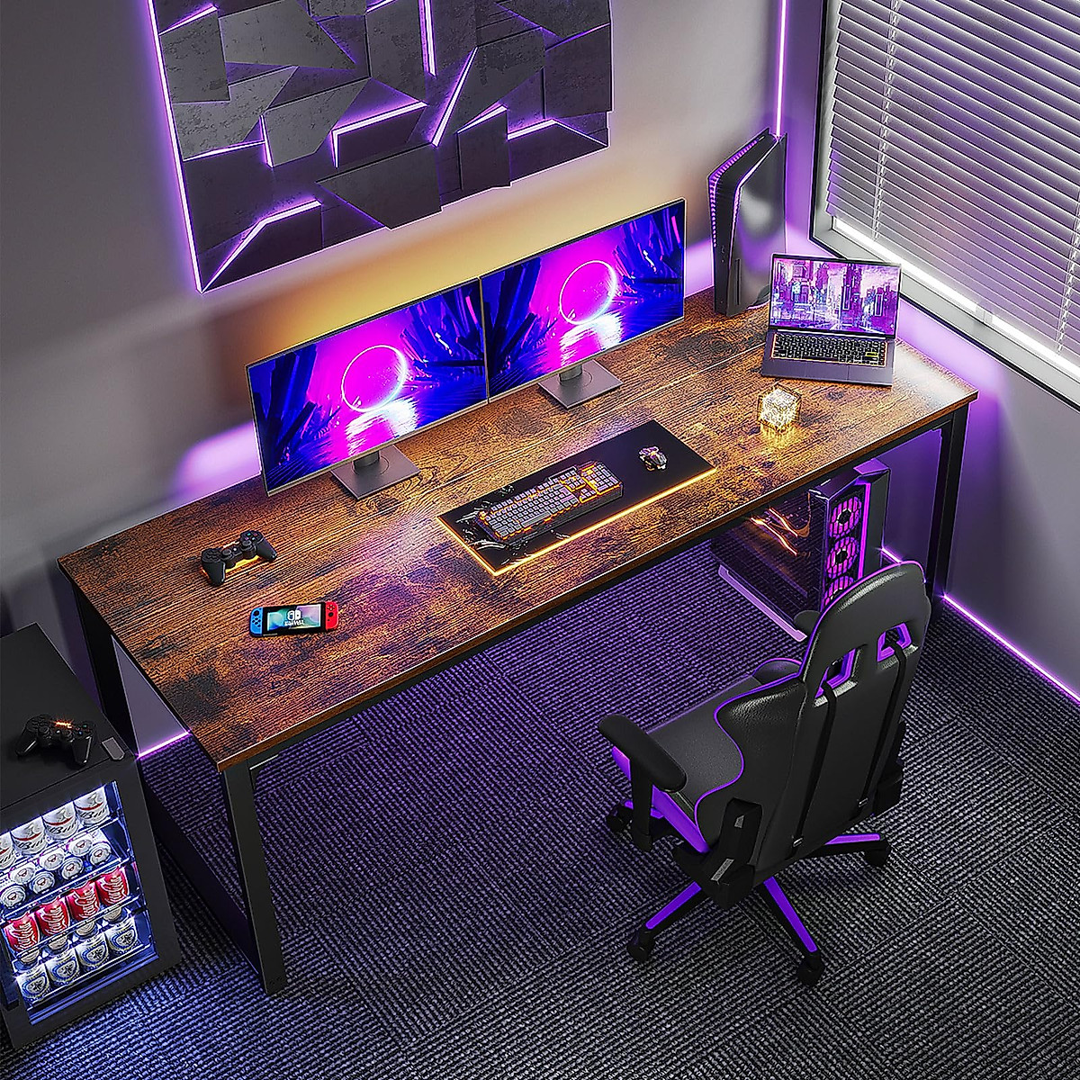 Coleshome 71 Inch Computer Desk, Executive Desk for Home Office, Study Student Writing Desk, Vintage