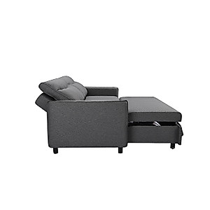 Verfur Sofa 3 in 1 Convertible Sleeper Loveseat Sofabed, Futon Couch with Pullout Bed, 2 Seater Small Love Seat Lounge with Reclining Backrest, Living Room Furniture for Home Office, Grey Queen Size