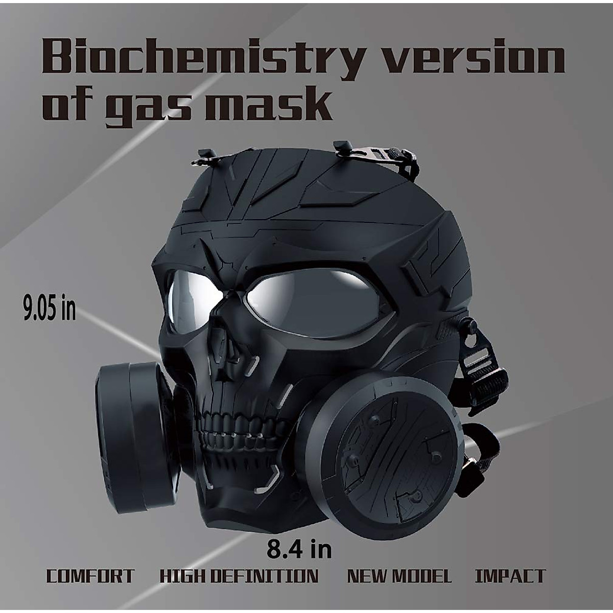 M10 Airsoft Protective Gas Mask Tactical, Full Face Eye Protection Skull Dummy Game Mask, Adjustable Strap for BB Gun Outdoor Sport CS Cosplay Shooting Movie Costume Paintball Halloween Masquerade