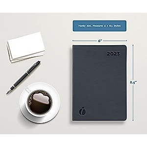 Inamio 24 Hourly Planner 2023 – 24 Hour Planner – Weekly and Monthly Appointment Book 2023 – Hardcover, Japanese Design – Minimalist Teacher Planner, Annual Planner with Time Slots – 6 x 8.5