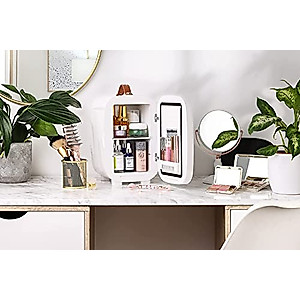 Subcold Pro6 Luxury Mini Fridge Cooler 6 Litre / 8 Cans AC & Exclusive USB Power Option Small Portable Fridge For The Office, Bedroom, Car, Skincare & Cosmetics White