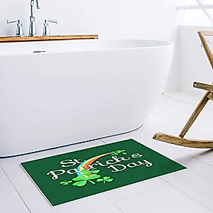 Entrance Way Door Mats Bath Mats Welcome Rugs St. Patrick's Day Shamrock and Rainbow Decor Printed Indoor Mat Rubber Backing Floor Mat for Kitchen/Bedroom/Office 16x24inch