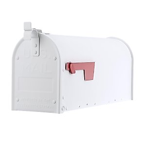 Architectural Mailboxes Admiral Aluminum Post Mount Mailbox, Compatibility Code A, ADM11WAM, Textured White, Medium Capacity