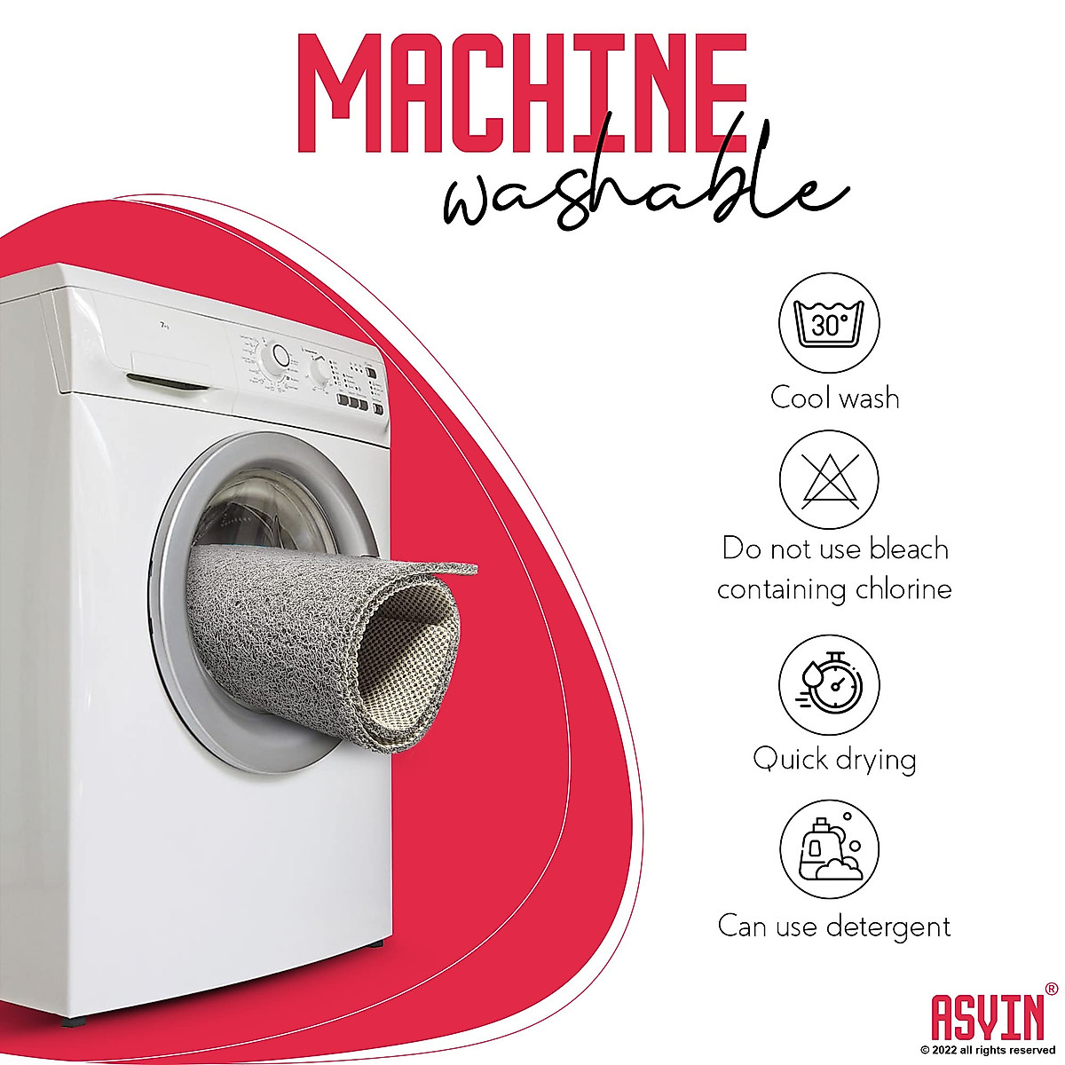 Asvin Soft Textured Bath, Shower, Tub Mat, 24x16 Inch, Phthalate Free, Non Slip Comfort Bathtub Mats with Drain, PVC Loofah Bathroom Mats for Wet Areas, Quick Drying