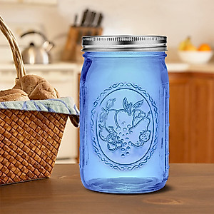 eleganttime Blue Wide Mouth Mason Jars 32 oz,6 Pack Colored Quart Glass Canning Jars with Airtight Lids for Canning,Pickling,Storage,DIY Crafts & Décor