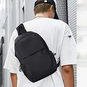 Gooday Small Sling Shoulder Bag Travel Crossbody Backpack for Men, Nylon Waterproof Lightweight Chest Bag