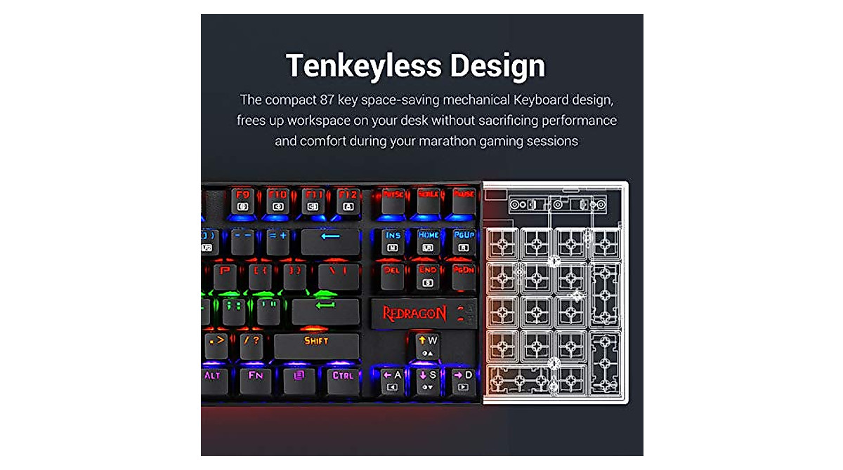 Redragon K552 Mechanical Gaming Keyboard - 87 Key LED