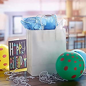 White Kraft Paper Bags with Handles Bulk - Gift Bags Medium Size for Paper Shopping Bags, Party Bags, and Bags for Small Business (8"x4.75"x10" - White Gift Bags Bulk Medium Size 100 Bags)