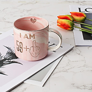 60th Birthday Gifts for Women - Funny Turning 60 Year Old Birthday Gift Ideas for Wife, Mom, Daughter, Sister, Aunt, Best Friends, BFF, Coworkers - Fabulous Pink Marble Mug, Ceramic 11.5oz Coffee Cup