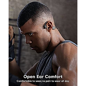 SAMVEK Bone Conduction Headphones Bluetooth 5.3 wtih Qualcomm CSR8635 Chip, Wireless Open Ear Headset, Built-in Mic, IP65 Waterproof Earbuds, Sweatproof Running Earphones for Cycling, Workouts, Hiking