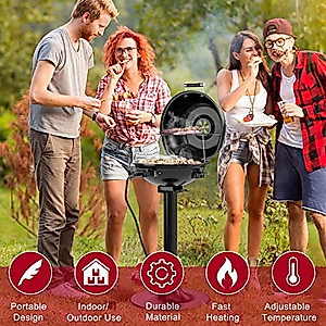 Giantex Electric BBQ Grill 1600W, Removable Non-Stick Grill Rack, Warming Rack, Oil Drip Tray, Adjustable Temperature, Portable Outdoor Electric Grill for Camping Picnic Tailgating, Black