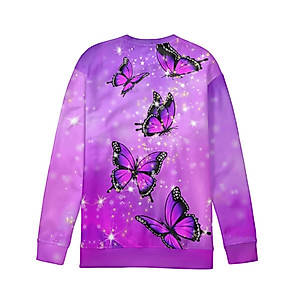 ZPINXIGN Girls Fall Outfits Crewneck Sweatshirts Butterfly Galaxy Kids Sweater Birthday Shirts for Teen Big Girl 11-13 Years Old Youth Juniors School Sport Jumper Active T-shirts Cute Pullover