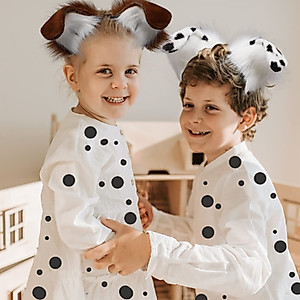 Focupaja Spotted Dog Anime Cosplay Puppy Fur Headband Doggy Ears Hairband Animal Ear Headress Hair Accessories for Halloween, Christmas, Costume Party