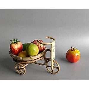 San Vintage Handmade Bamboo Weaving Bamboo Products Family Hotel Decorations Mini Tricycles Exquisite Weaving Crafts Exquisite Cars (Rice Basket)
