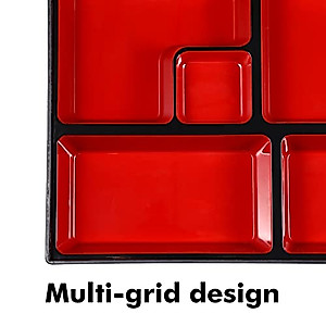 DOITOOL Japanese Bento Box Traditional Bento Box Japanese Sushi Tray Lunch Box Plastic Snack Serving Tray with Lid for Home Restaurant