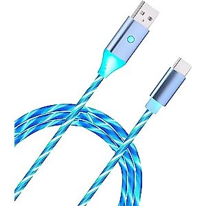 Xivip Light Up Charging Cable, Smart Colorful Lighting Glowing USB C Cable USB Type C Charging Cable Power Cord Compatible with Sony Headphones (Blue)