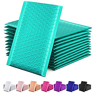GSSUSA Teal Bubble Mailers, 4x8" Inches, 50 Pack, Usable Size 4x7" Bubble Mailers, Packaging for Small Business, Shipping Envelopes, Packaging Bags, Padded Envelopes, Shipping Supplies