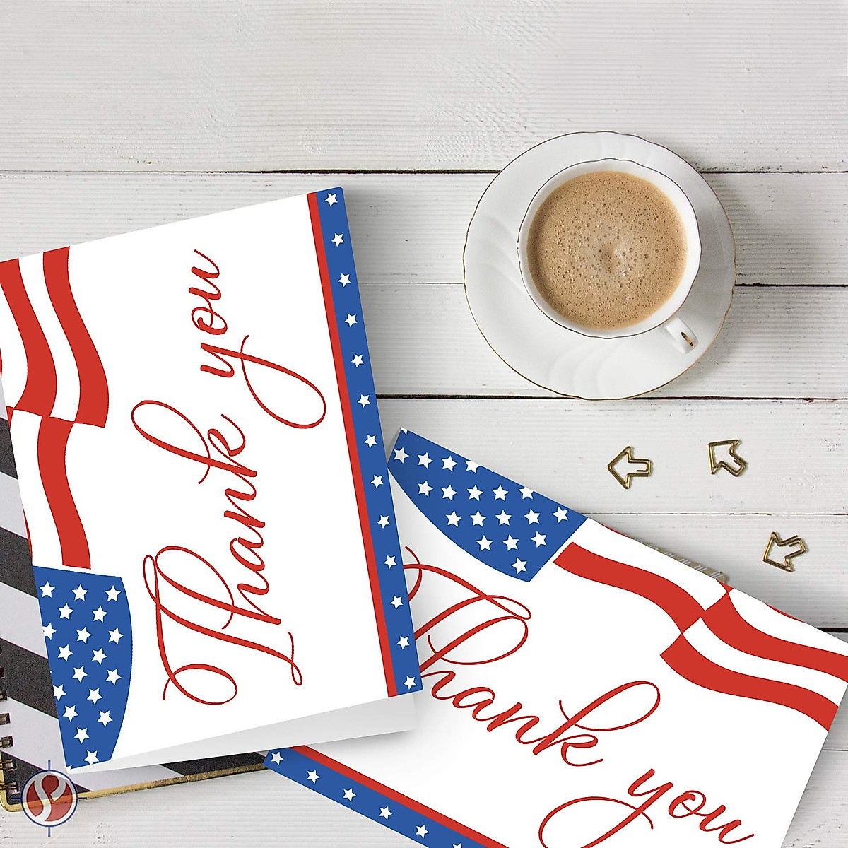 Patriotic Thank You Voting Cards with Envelopes, American Flag July 4th USA Greeting Cards | A2 Size – 4.25 x 5.5” Cards When Folded | 80lb (216gsm) Cardstock | 25 Cards and 25 Envelopes Per Pack