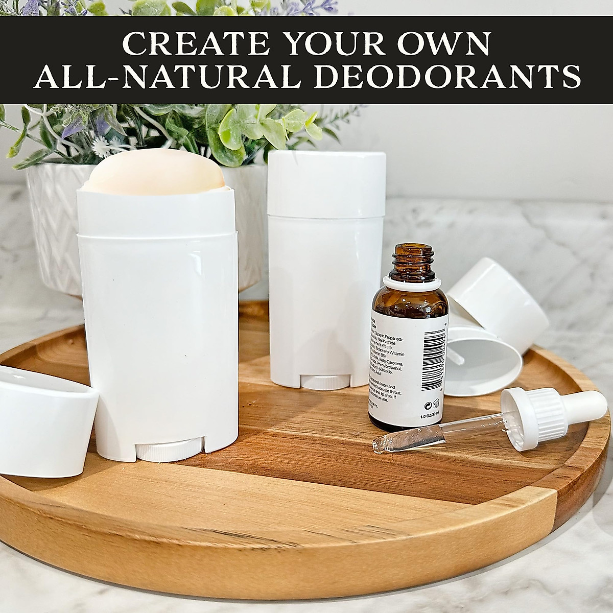 Cornucopia Brands 2.5oz Empty Deodorant Containers (8-Pack, 75ml); BPA-Free Plastic White Twist-Up Refillable Tubes for DIY Deodorant, Aromatherapy, Balm, Etc.