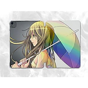 Cute Anime Kawaii Girl Umbrella case Compatible with iPad Mini Air Pro 7.9 8.3 9.7 10.2 10.9 11 12.9 inch Pattern Cover New 2022 2021 Trifold Stand 3 4 5 6 7 8 9 Generation 546 (10.2" 7/8/9 gen)