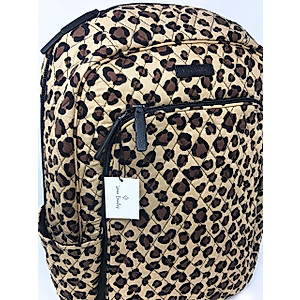 Vera Bradley Laptop Backpack (Updated Version) with Solid Color Interiors (Leopard with Black Interior)