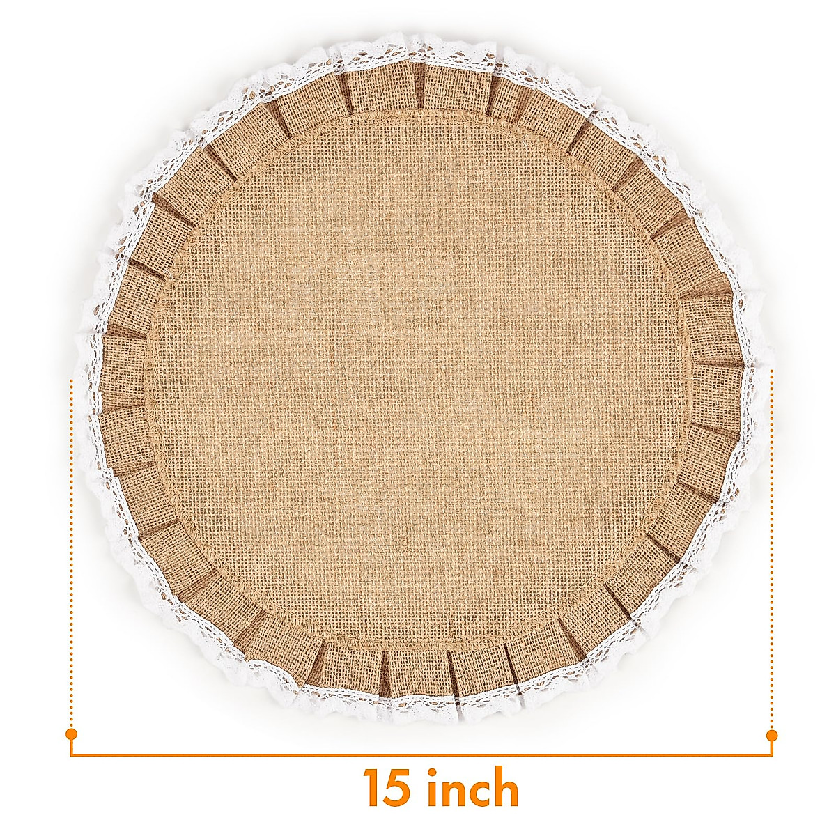 Junxia Burlap Round Placemats Set of 4 Place Mats for Dining Tables 15 Inch Kitchen Jute Ruffled Lace Farmhouse Table Mats