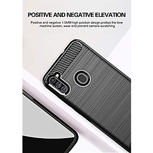 Galaxy A11 case,Samsung A11 case,with HD Screen Protector,MAIKEZI Soft TPU Slim Fashion Non-Slip Protective Phone Case Cover for Samsung Galaxy A11(Black Brushed TPU)