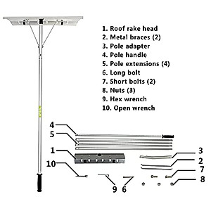 MYTOL 20.5ft Aluminum Snow Roof Rake, Extendable Snow Rake for Roof with 26 Inch Blade, Scratch-Free, Extension Tubes & Anti-Skid Handle, Lightweight Roof Snow Rake for Snow, Leaves, Debris Removal