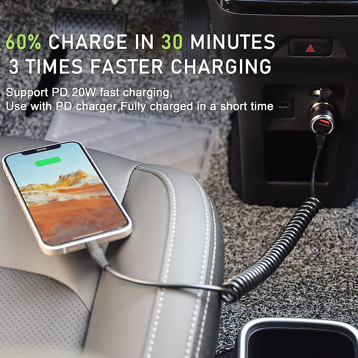 ANDNOVA Coiled USB C to Lightning Cable, Type C to Lightning [MFi Certified] Fast Charging with iPhone 13/13 Mini 12 Pro Max/12/11 Pro/X/XR/XS Max/8/8 Plus, Supports Power Delivery