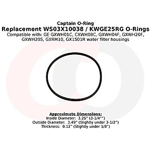 Captain O-Ring - GE KWGE25RG (WS03X10038) Replacement ORings for GE GXWH01C, CXWH08C, GXWH04F, GXWH20F, GXWH20S, GXRM10 & GX1S01R Water Filters (3 Pack)