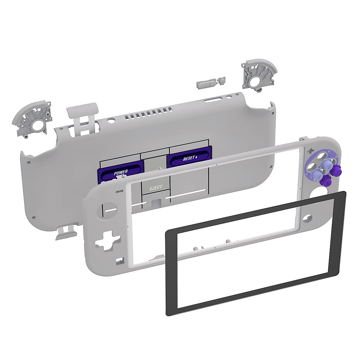 eXtremeRate Classic SNES Style DIY Replacement Shell for Nintendo Switch Lite, NSL Handheld Controller Housing w/Screen Protector, Custom Case Cover for Nintendo Switch Lite