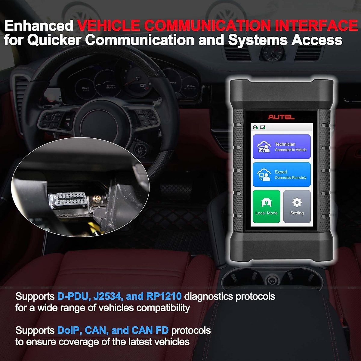 Autel MaxiFlash XLink 2024 Expert-Driven Remote Diagnostic Tool, J2534 Pass-Thru Programmer, Enhanced VCI, Supports DoIP/CAN/CAN FD/D-PDU/J2534/RP1210, Work with PC/Autel MS909 MS919 Ultra/Smart Phone