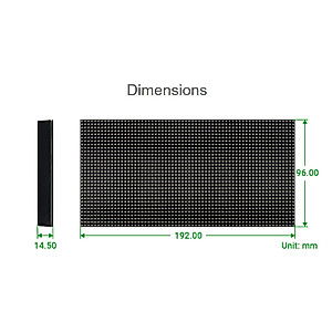 LED Matrix Panel 64x32 Compatible with Arduino Raspberry Pi ESP32, 3mm Pitch 2048 Dots RGB LEDs Module Bare Screen, Allow The Display of animations of Colorful Text Images (192mm×96mm)