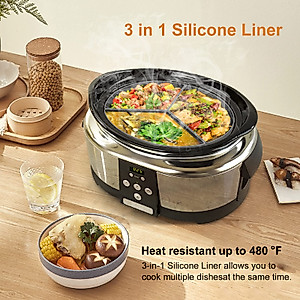 Slow Cooker Liners, Slow Cooker Silicone Liners, for 6 QT Crockpot, Reusable Crock Pot Liners, Easy Clean & Dishwasher Safe Cooking Silicone Liners (Gray)