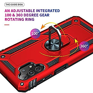 YZOK for Galaxy A32 5G Case,Samsung A32 5G Case, with HD Screen Protector,[Military Grade] Ring Car Mount Kickstand Hybrid Hard PC Soft TPU Shockproof Protective Case for Samsung Galaxy A32 5G (Red)