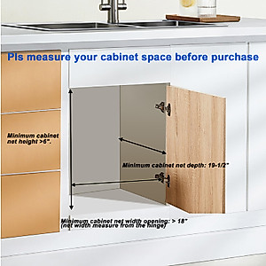 DINDON Pull Out Cabinet Organizer (17" W x 18" D) 1 Tier，Single Tier Oak Wood Under Cabinet Slide Out Shelf Drawer Box…