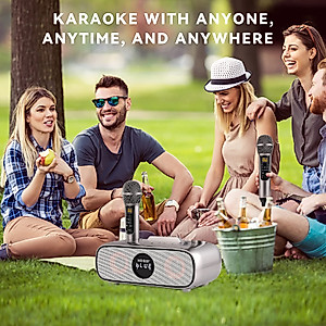 Karaoke Machine for Adults and Kids,Portable Bluetooth 2 Wireless Karaoke Microphone with Holder/USB/TF Card/AUX-in, PA Speaker System for Home Party, Picnic,Car,Outdoor/Indoor