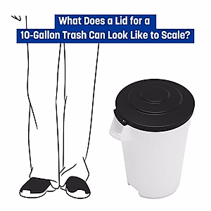 SPARTA Bronco Trash Can Lid, Round Waste Container Cover, Polyethylene, 10 Gallons, Black, (Pack of 6)