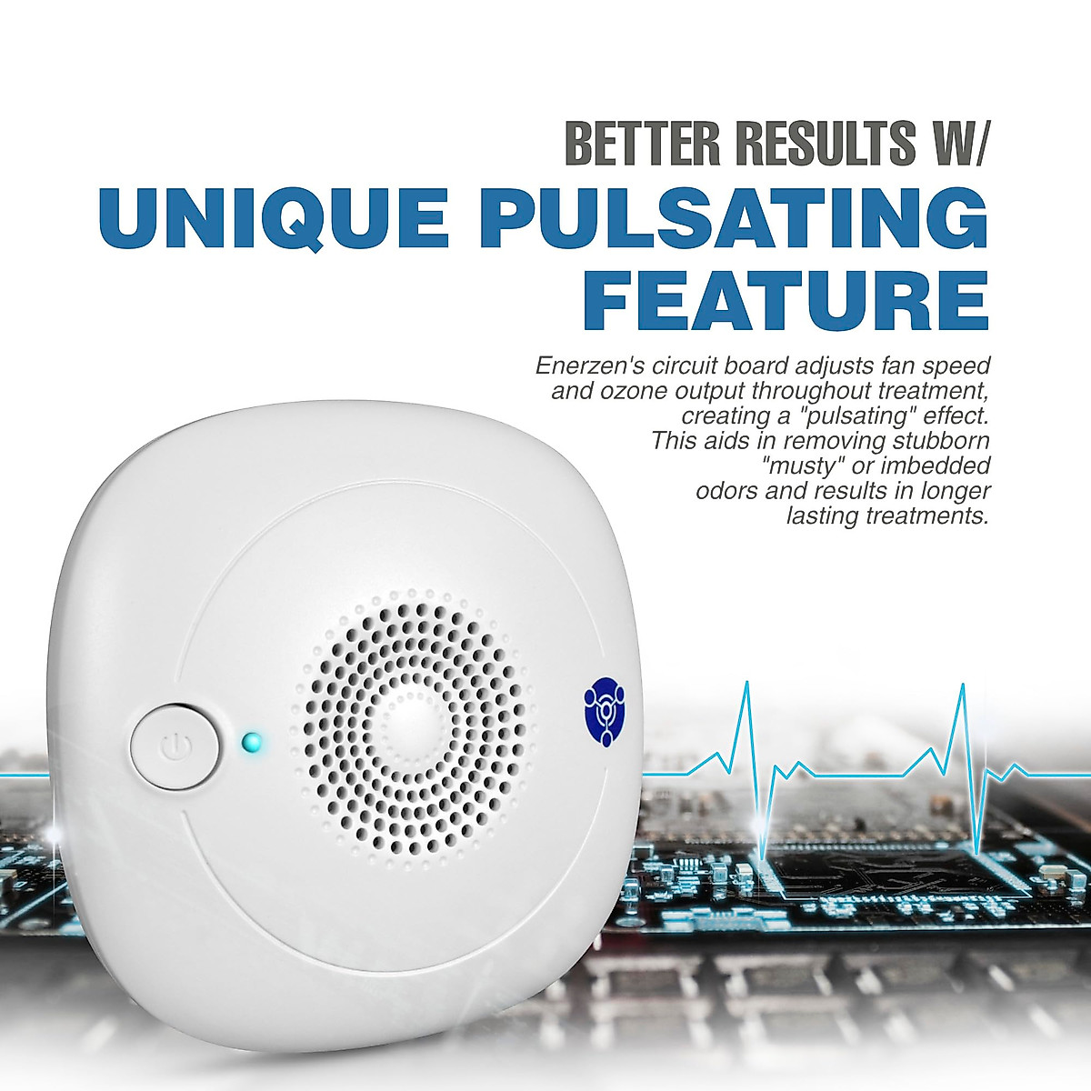 Enerzen O-111 Negative Ion and 50mg/h Ozone Generator - High Output Wall Plug In Travel Air Ionizer Deodorizer - Bathroom Pet Hair Odor Allergies Smoke Eliminator