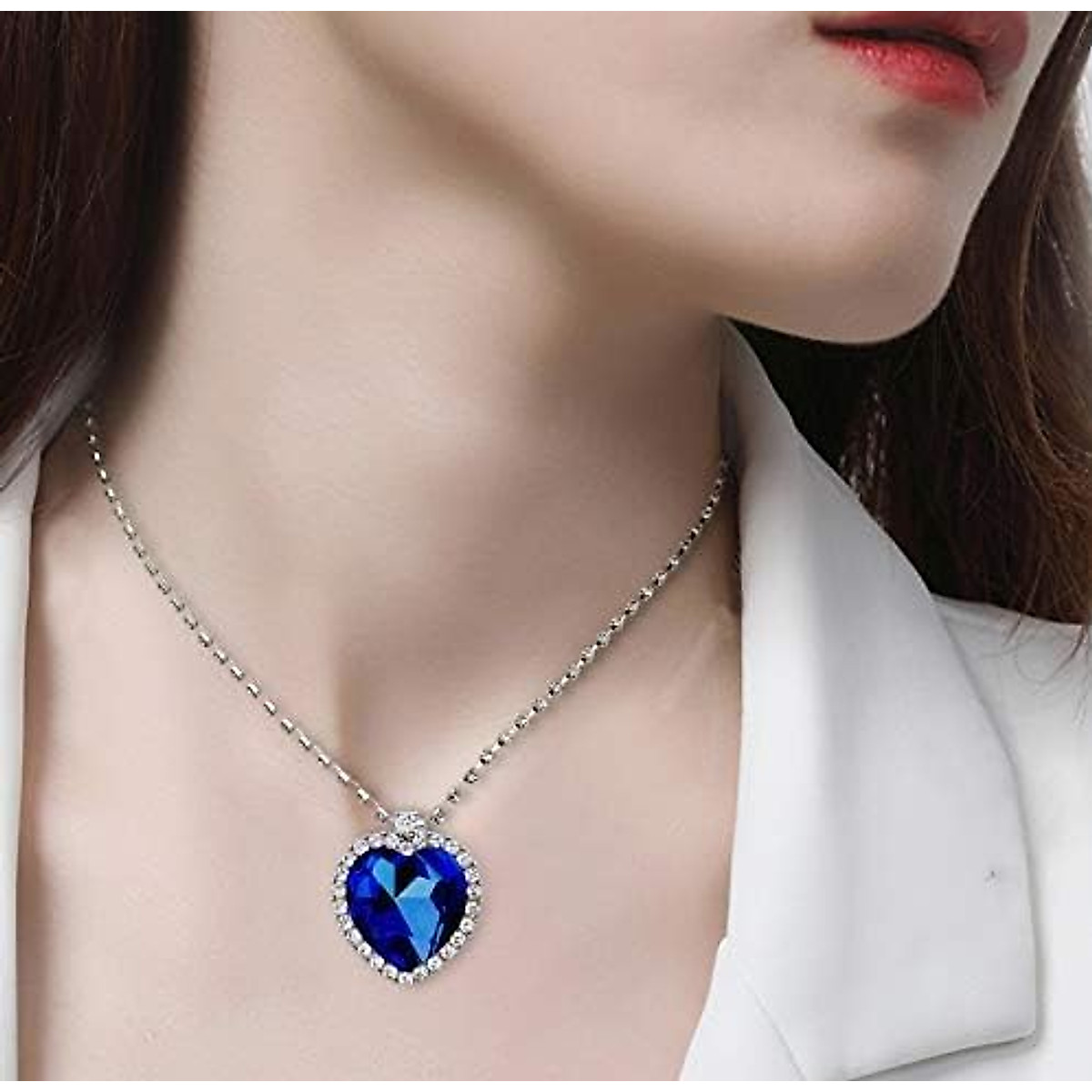 My Titanic Necklace | Stunning Heart of The Ocean Necklace from Titanic Movie | Premium Alloy Silver and 1.3 x 1.38 Inches Swarovski Crystal | Definitely The Best Present for Your Loved One | 338