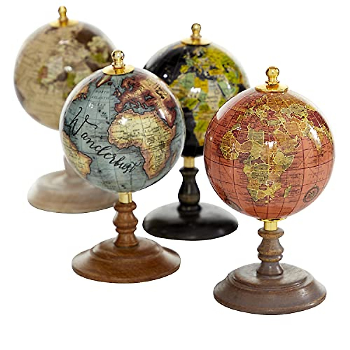 Deco 79 Metal Small Globe, Set of 4 4"W, 7"H, Multi Colored