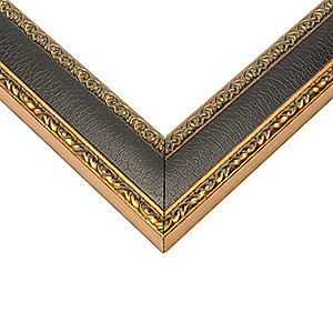 24x24 Frame Gold Real Wood Picture Frame Width 1.75 Inches | Interior Frame Depth 0.5 Inches | Millard Distressed Photo Frame Complete with UV Acrylic, Foam Board Backing & Hanging Hardware