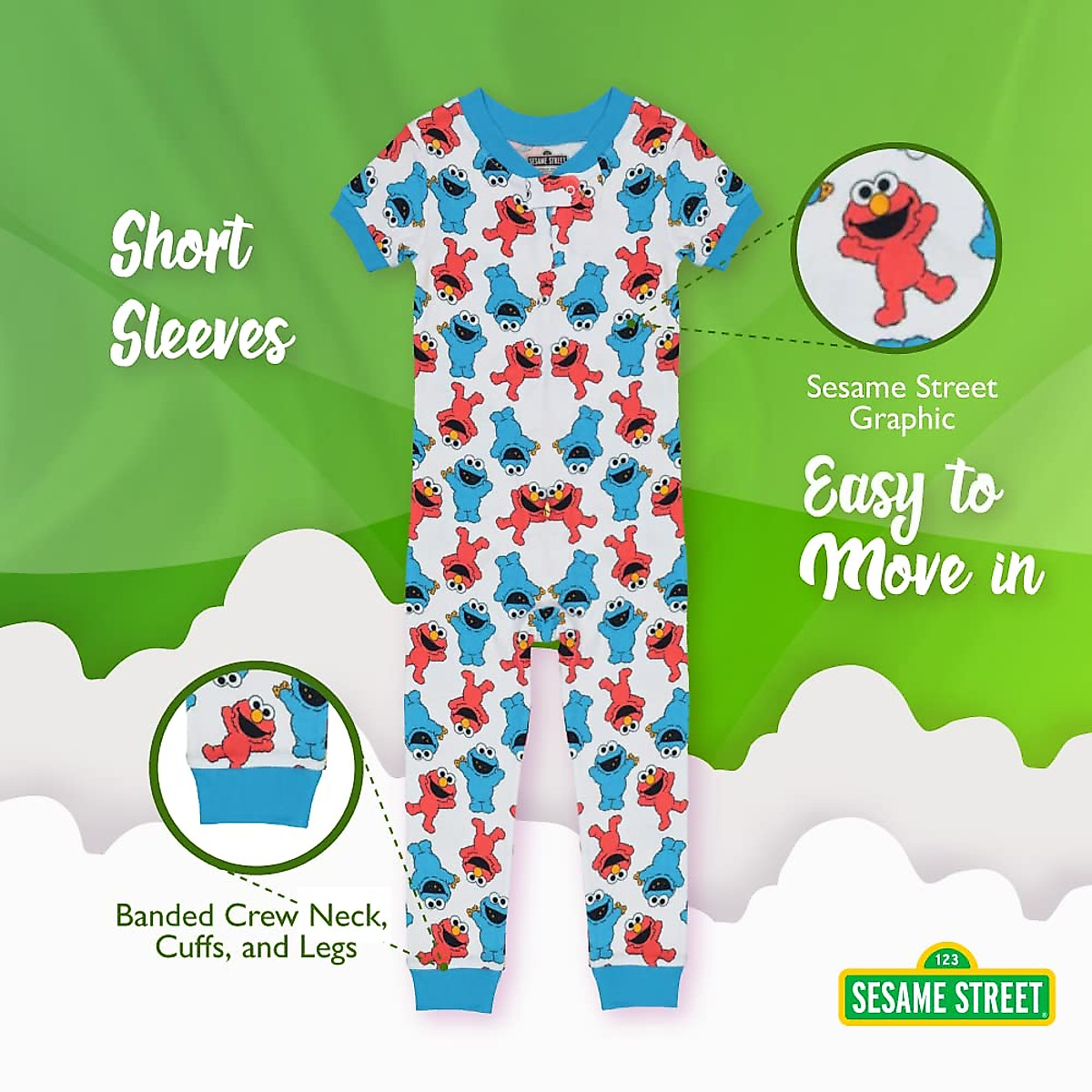 Sesame Street boys Footless Pajamas Baby and Toddler Sleepers, Sesame Pals, 12 Months US