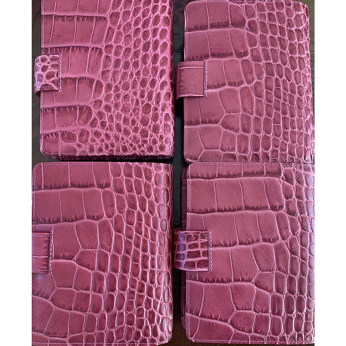 Filofax Pocket Size Classic Croc Print Leather Organizer Agenda Weekly Daily Planner 2023-2024 Calendar Bundle with DiLoro Ballpoint Pen Fuchsia 026078